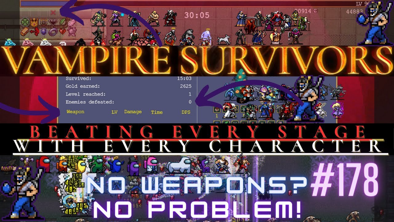 No Weapons -Ever- Vampire Survivors Simondo Belmont BESWEC 178 - YouTube