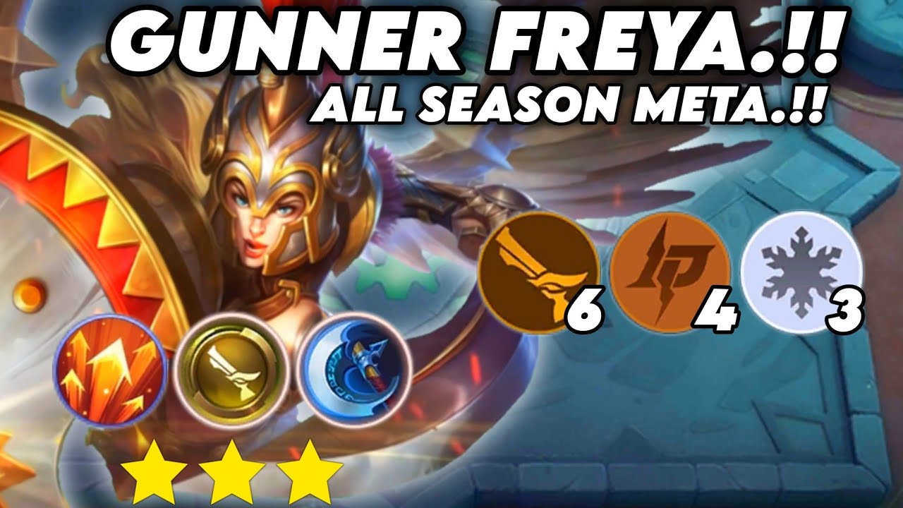 ALL SEASON META.!! FREYA GUNNER.!! MAGIC CHESS MOBILE LEGENDS - YouTube