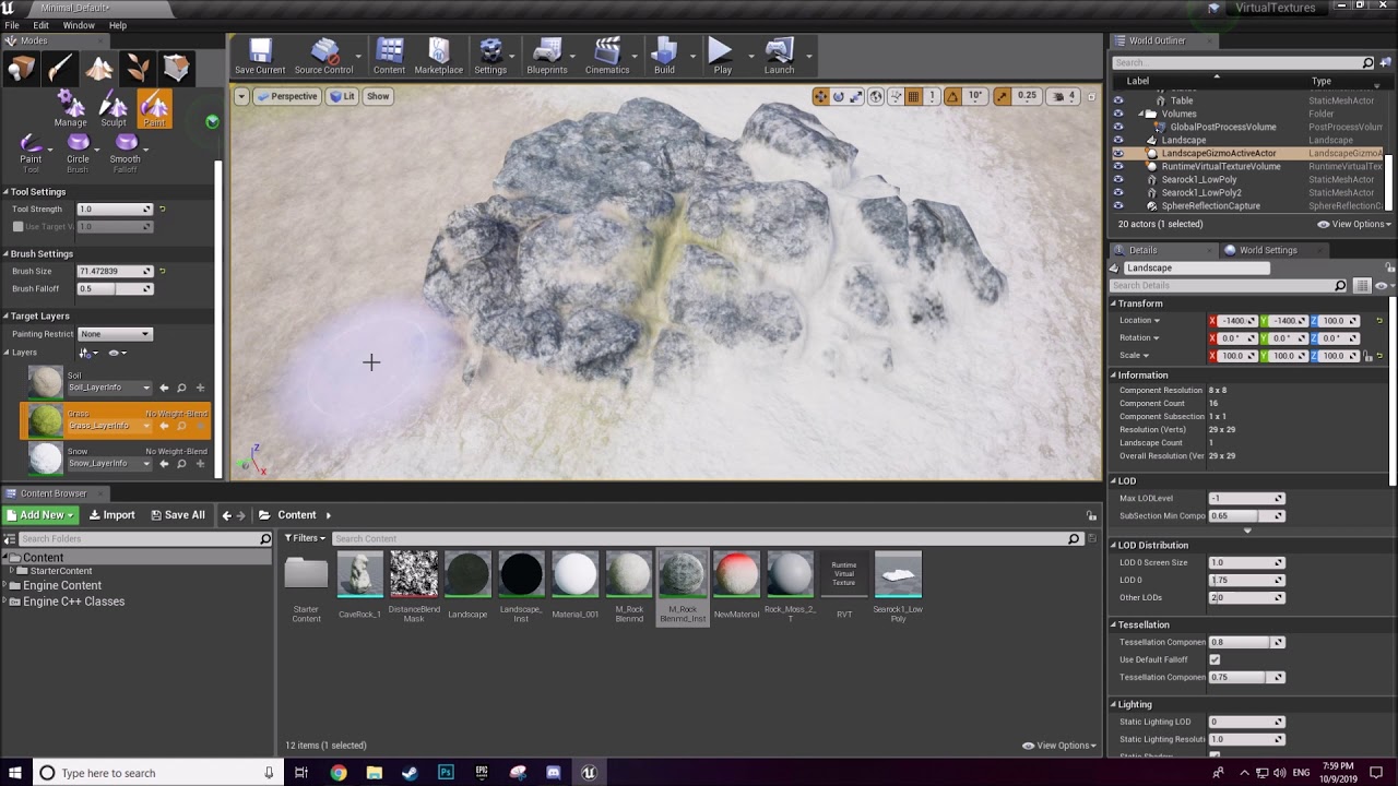 Unreal Engine 4 Runtime Virtual Texturing Example Rock Terrain Blending Youtube