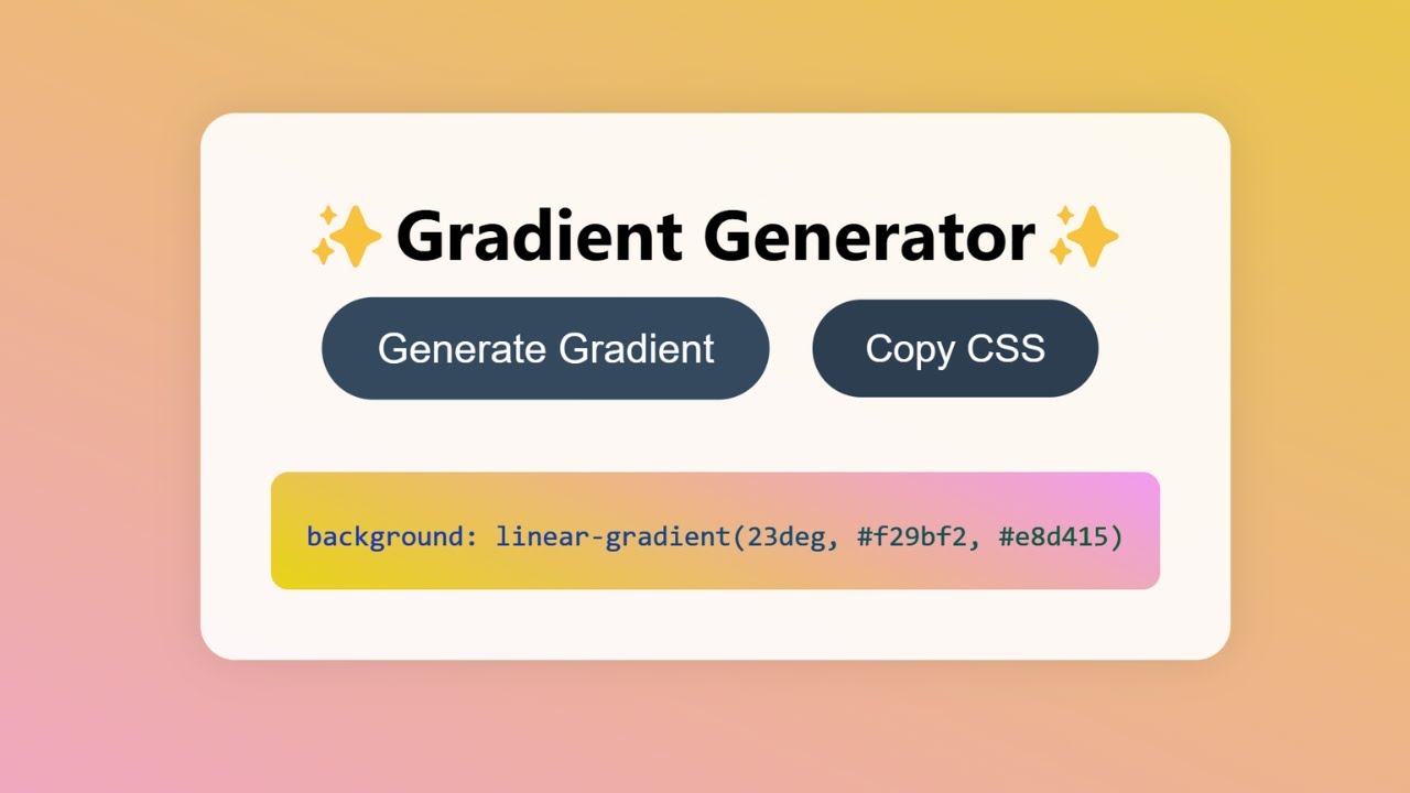 Gradient Generator Html Css Javascript Project Youtube CSS Gradient