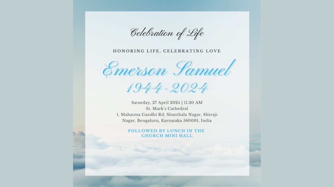 Thanksgiving Service | Celebration of Life : Emerson Samuel - YouTube