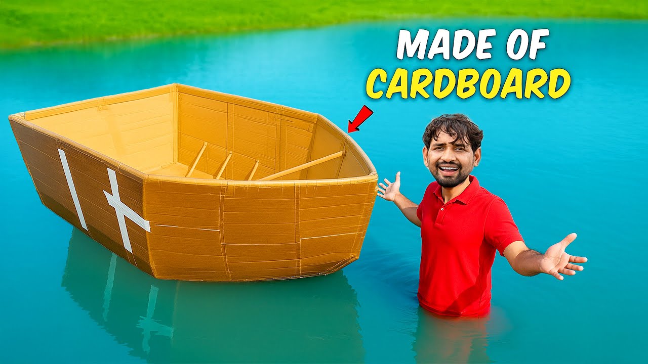 We Built a Big Cardboard Boat..क्या कागज की नाव तैर पायेगी - YouTube