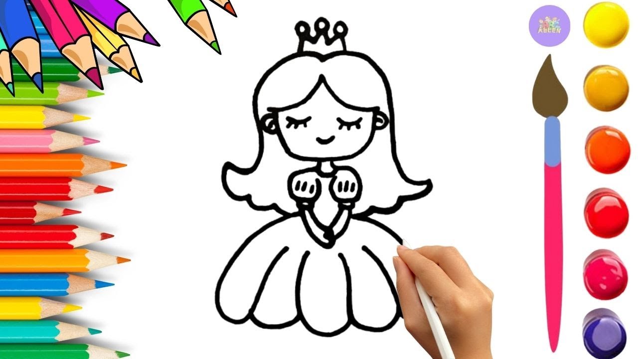 How To Draw cute Queen Drawing, Painting & Coloring For Kids and ...