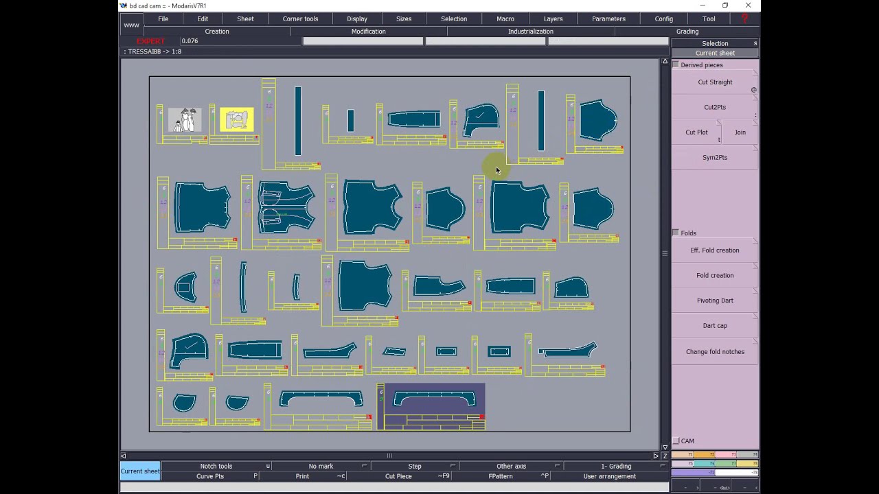lectra modaris tools [80]F5 Derived pieces SYM2PTS || Creating cut and ...
