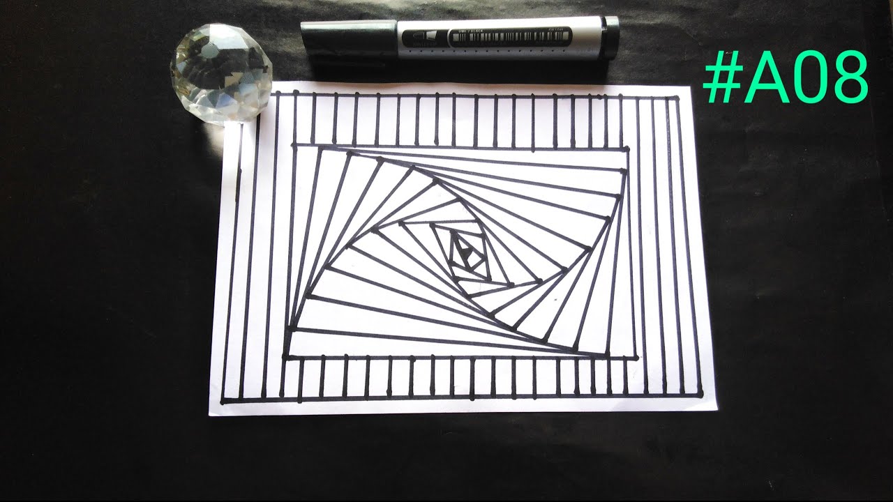 VERY EASY|HOW TO DRAW LINE SPIRAL PATTERN IN BARS|#A08| 3D Drawings ...