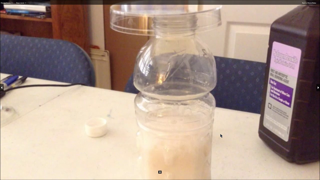 Decomposition of H2O2 using yeast as a catalyst - YouTube