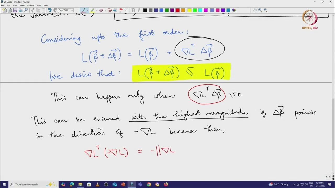 Lec 21 Training ML Models: Gradient Descent - YouTube