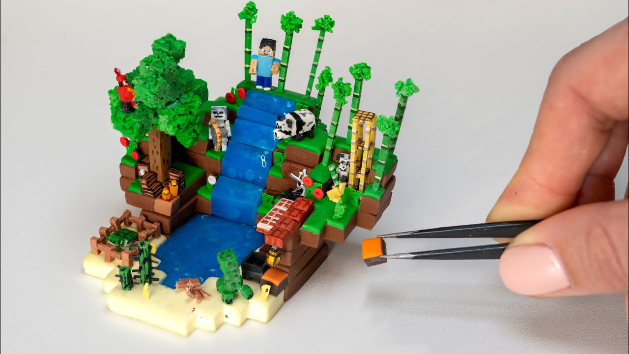 Making a Tiny Minecraft Jungle Island - Clay ASMR - YouTube