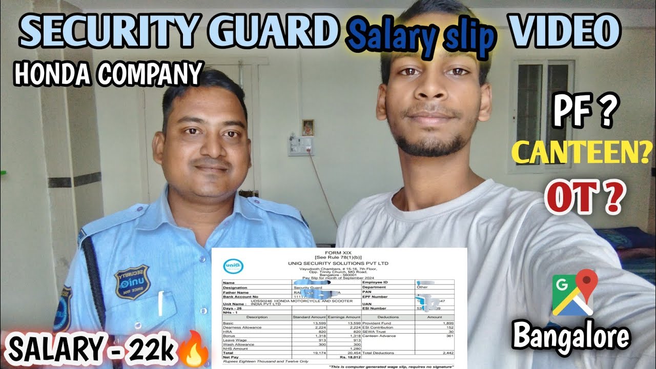 SECURITY GUARD JOB SALARY SLIP || A to Z ALL DETAILS || BANGALORE ...