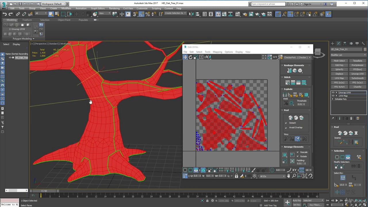6 UV Unwrapping an Oak Tree A Complex Shape - YouTube