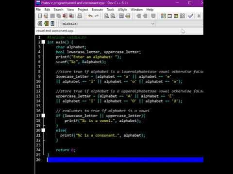 vowel or consonant program in c #coding #viral #shorts #shortfeed #viralshorts #codinglife - YouTube
