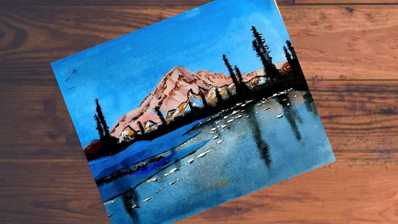 Step By Step Mountain Landscape Painting / Winter Lake Acrylic Painting ...