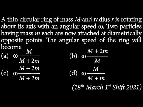 A thin circular ring of mass M and radius r is rotating about its axis ...