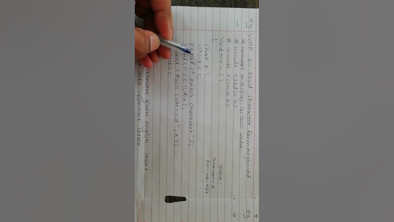 module 1-C program to read character from keyboard and display its ASCII code - YouTube