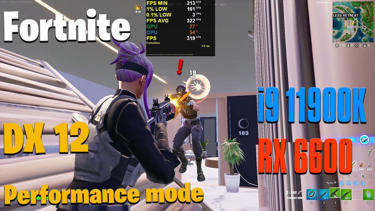 i9 11900K & RX 6600 - Fortnite DX12 & Performance Mode - YouTube