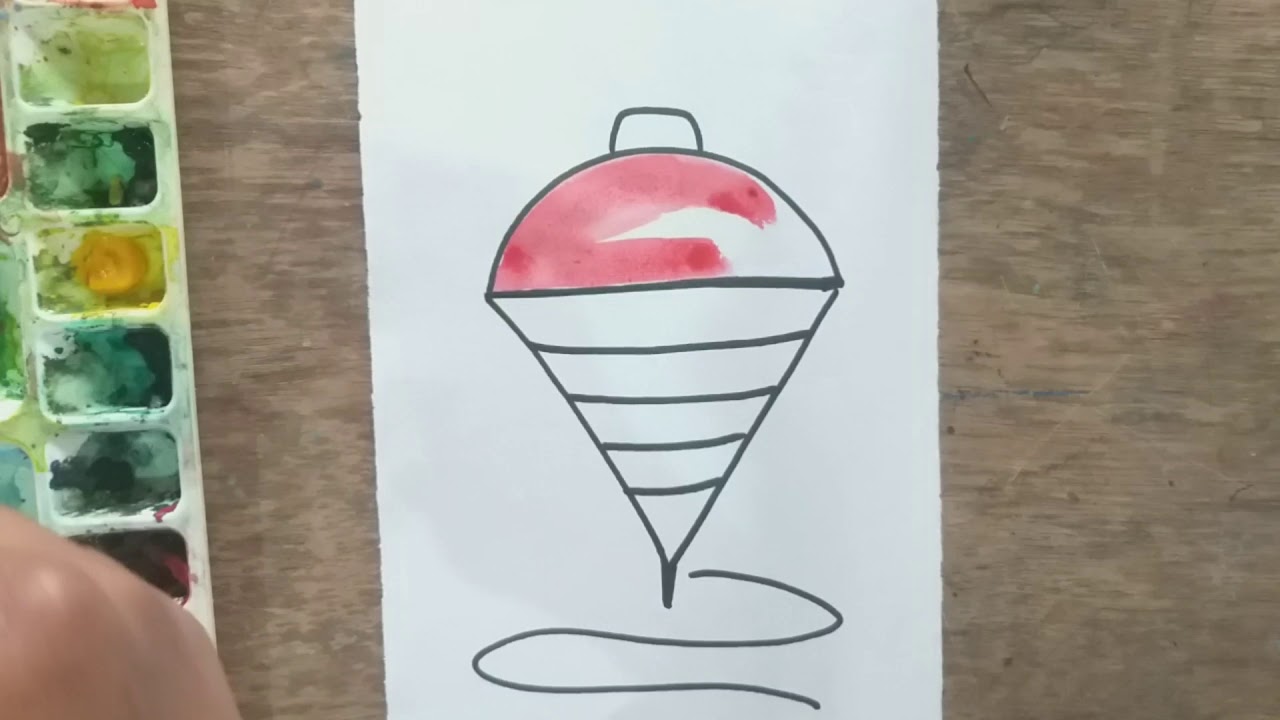 How to Draw a playing Lattu For Kids/How to Draw A Top Step by Step ...