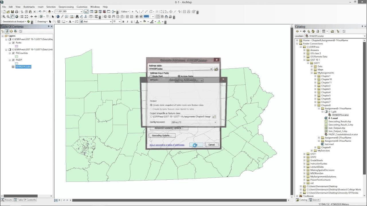 GIS Tutorial 1 Assignment 8-1 for version 10.1 (Geocoding) - YouTube