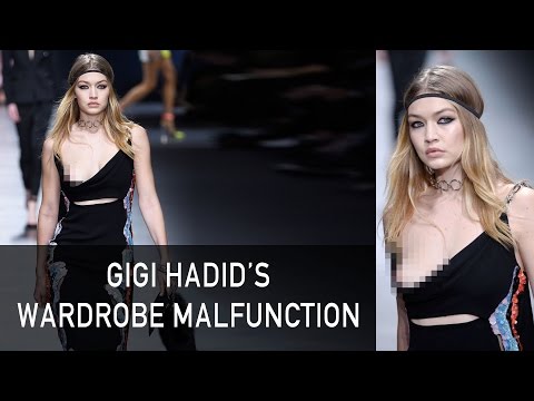 Gigi Hadid Suffers Wardrobe Malfunction on Milan Fashion Week