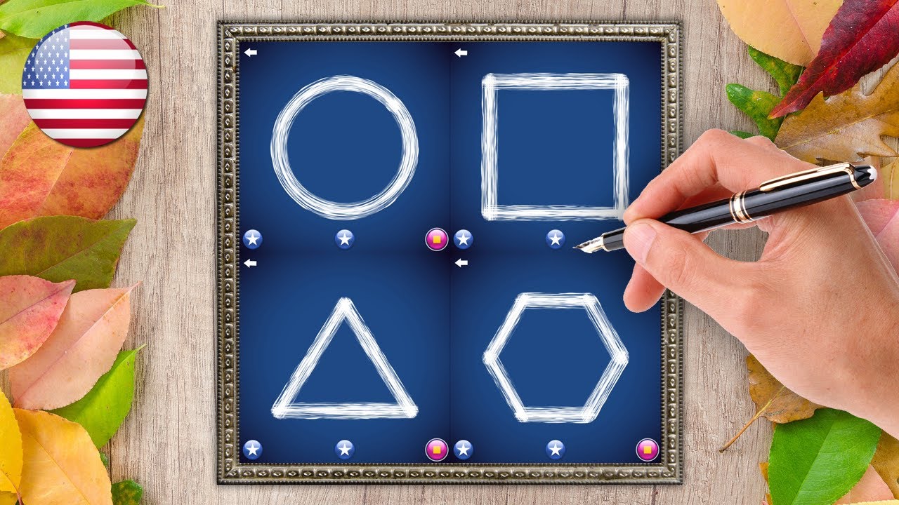 Learn to draw 24 Geometric Shapes in English (Circle, Triangle, Square ...