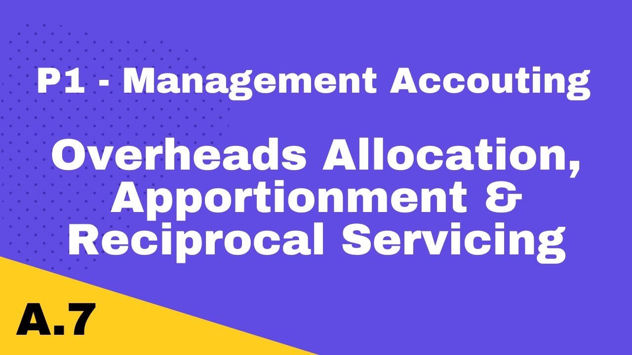 P1 | Overheads Allocation, Apportionment, Reapportionment & Reciprocal ...