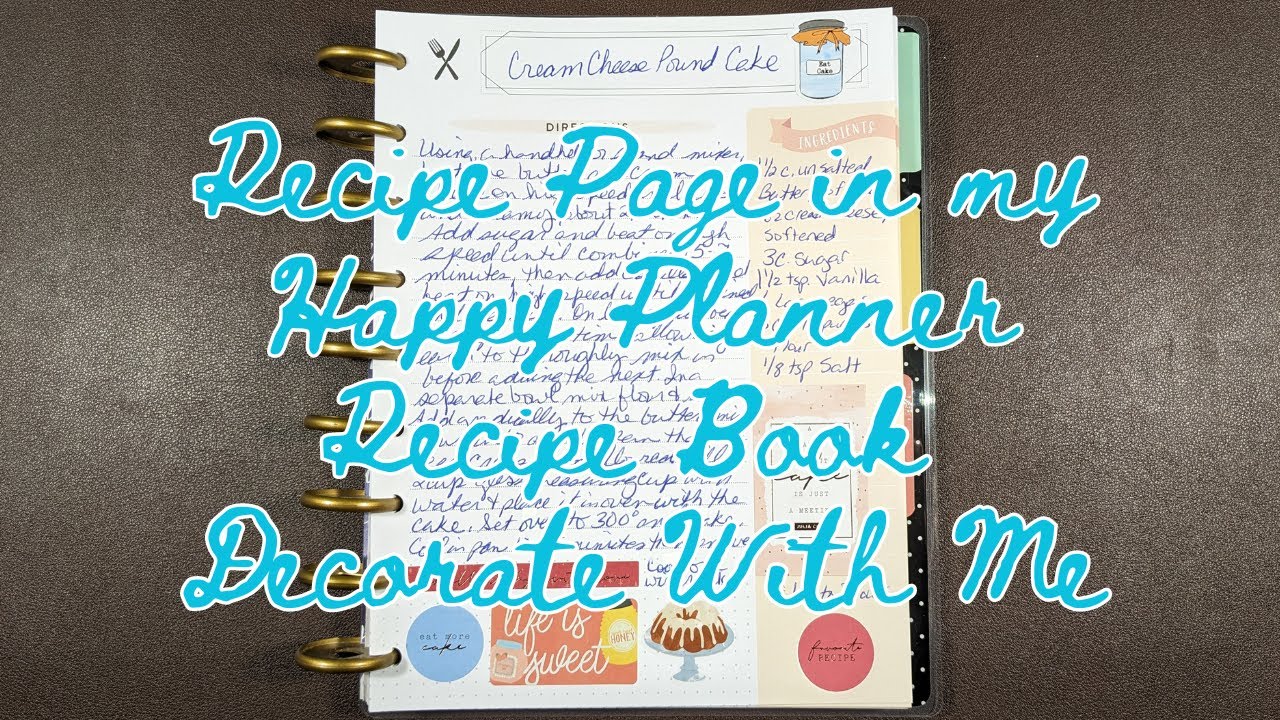 Recipe Page in my Happy Planner Recipe Book Decorate With Me - YouTube