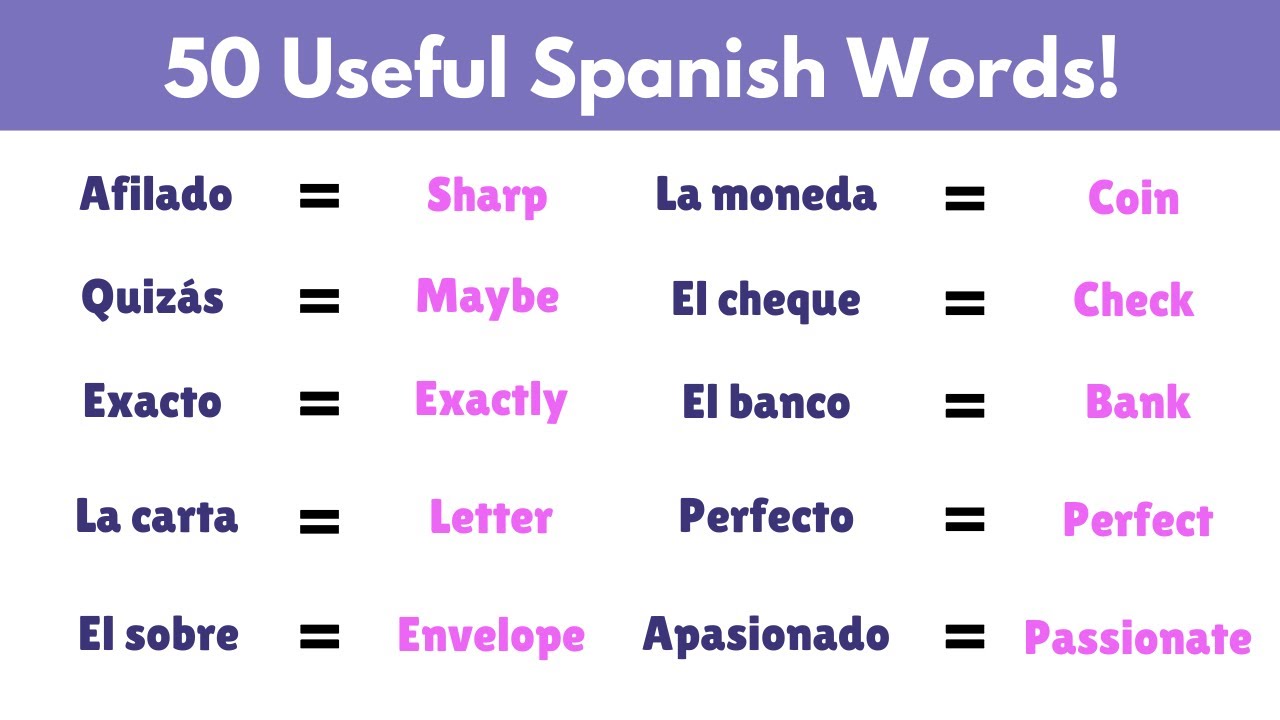 Learn 50 Useful Spanish Words for Everyday Life in 35 minutes!😊🇪🇸 - YouTube