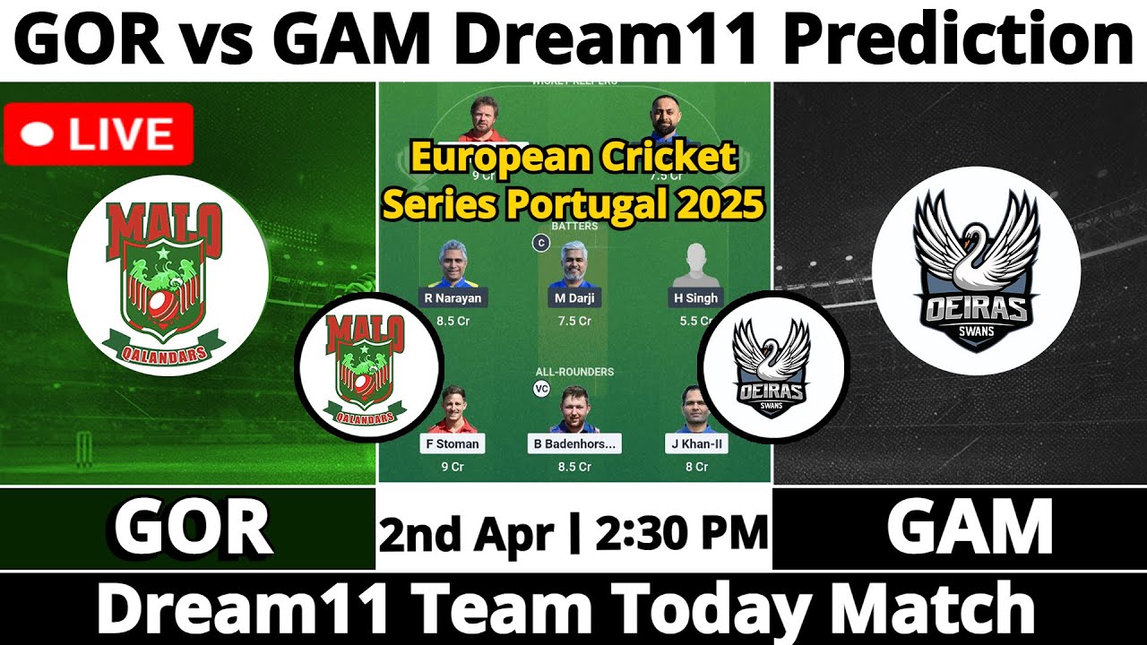 🔴Live GOR vs GAM Dream11 Prediction | 🔴Live GOR vs GAM Dream11 | GOR vs GAM Dream11 Team - YouTube