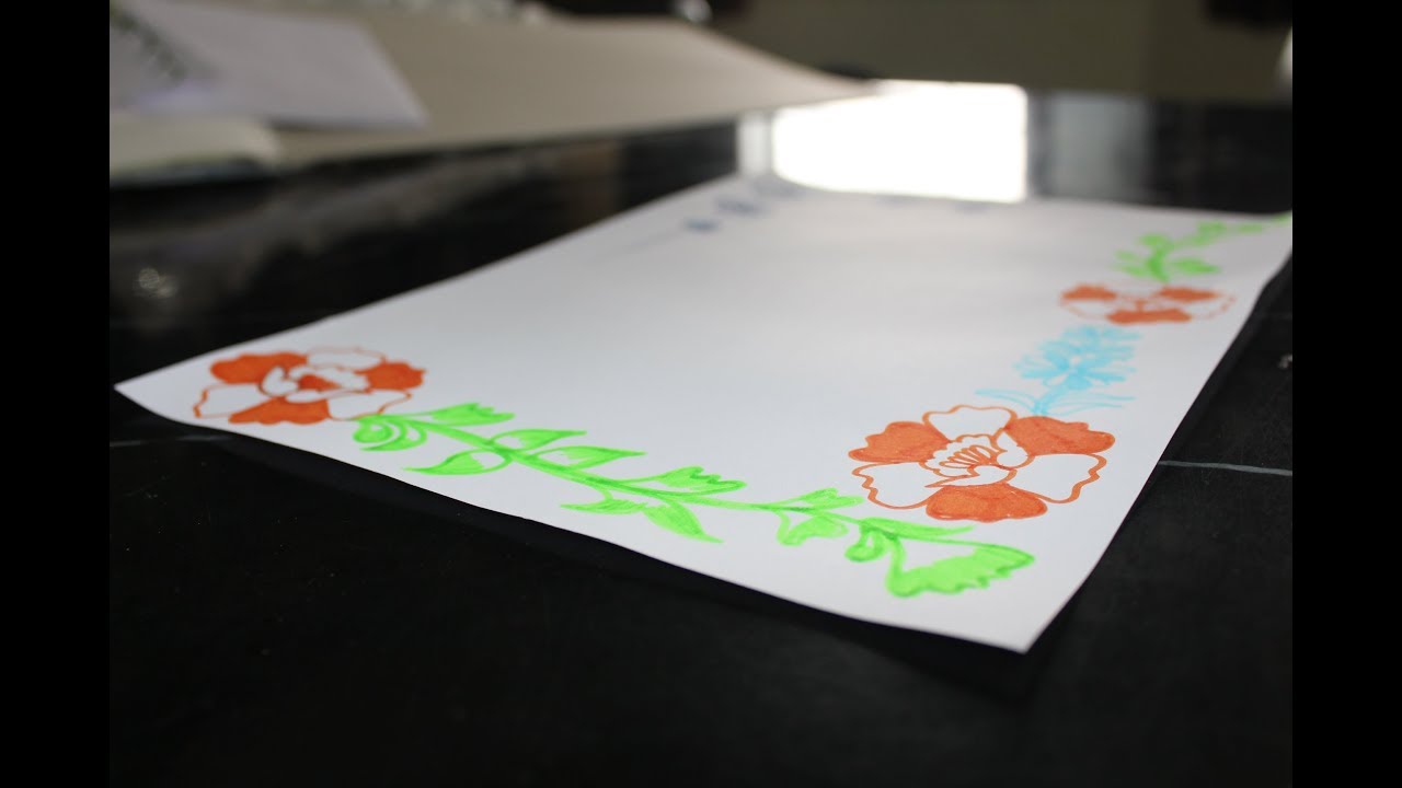 DIY || Simple, Easy & Decorative Border Design For Project File || Back ...