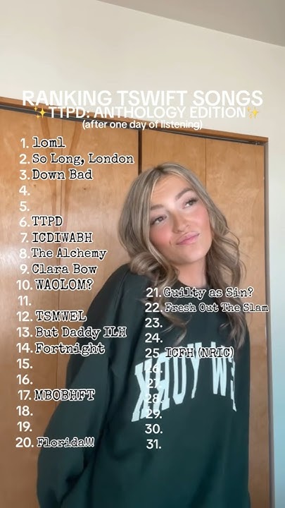 ranking taylor swift’s THE TORTURED POET DEPARTMENT: THE ANTHOLOGY !! after 1 day of listening # ...