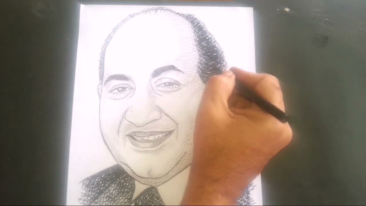 how to draw Mohammad Rafi / Best singer/khaliq khan Art - YouTube
