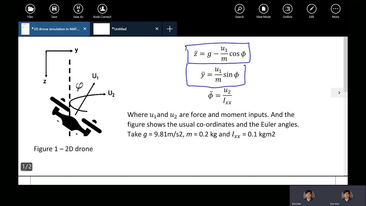 Dynamic simulation of 2D drone model in MATLAB Simulink - YouTube