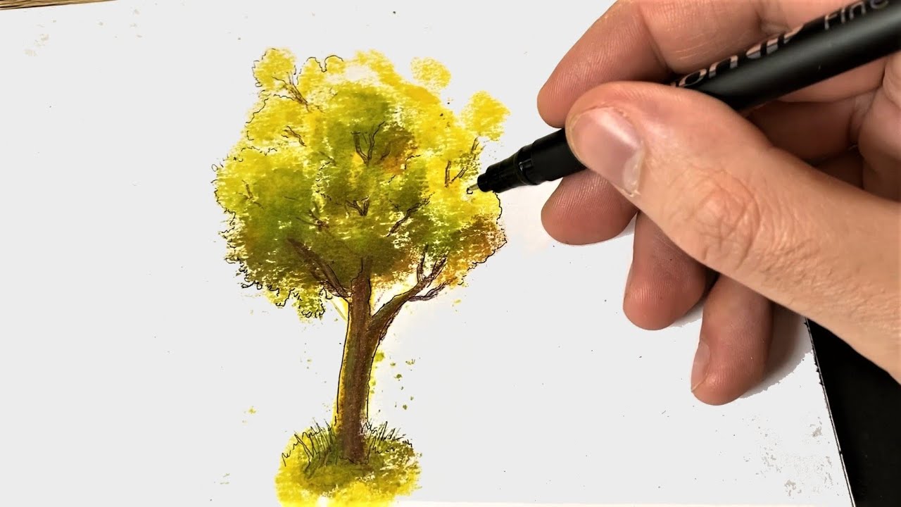 Une technique sauvage pour dessiner un arbre en 1 min [Tuto] - YouTube