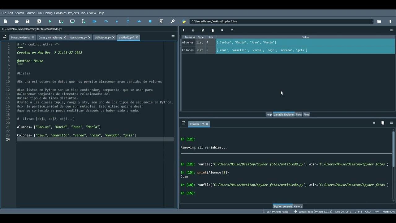Listas // Spyder-Python - YouTube