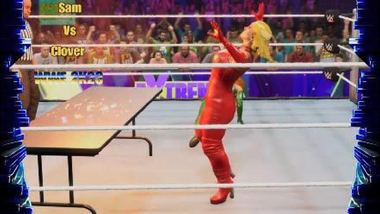WWE 2K23 Sam Vs Clover - Totally Spies Hardcore Match - YouTube