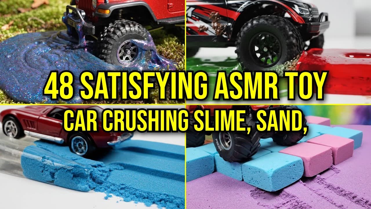 48 Satisfying ASMR Toy Car Crushing Slime, Sand, Jelly & More - YouTube