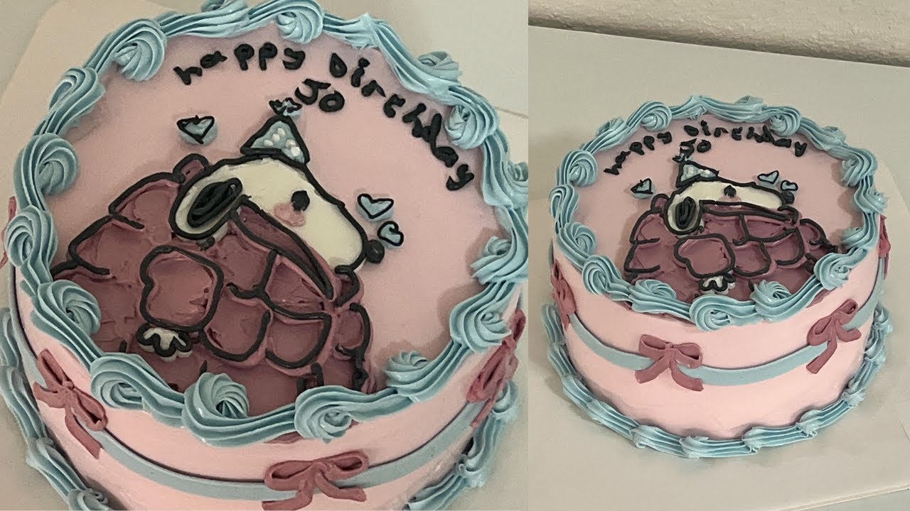 puffer snoopy cake ૮˶՛• • cake vlog + tutorial | something cute to end ...