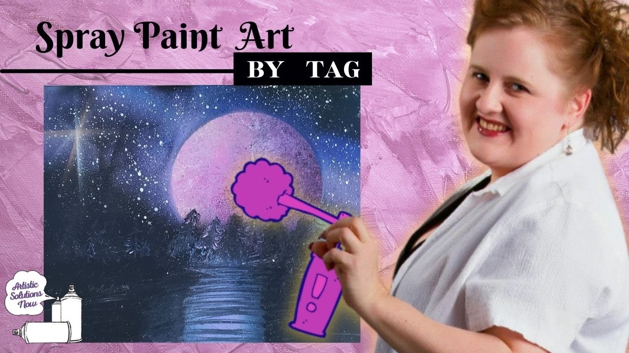 Purple Night Sky-Lake Spray Paint Art - YouTube
