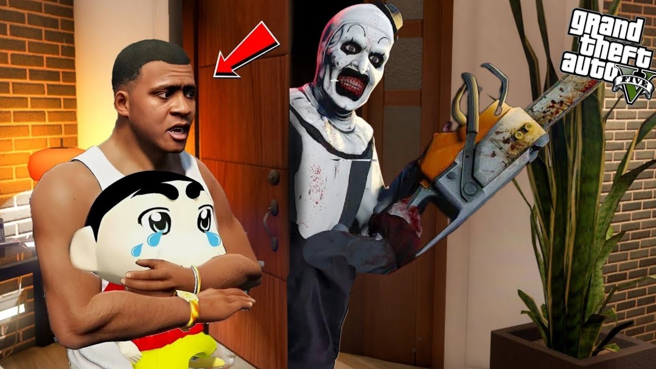 GTA 5 : Terrifier Horror Challenge: Franklin & Shinchan Survive the ...