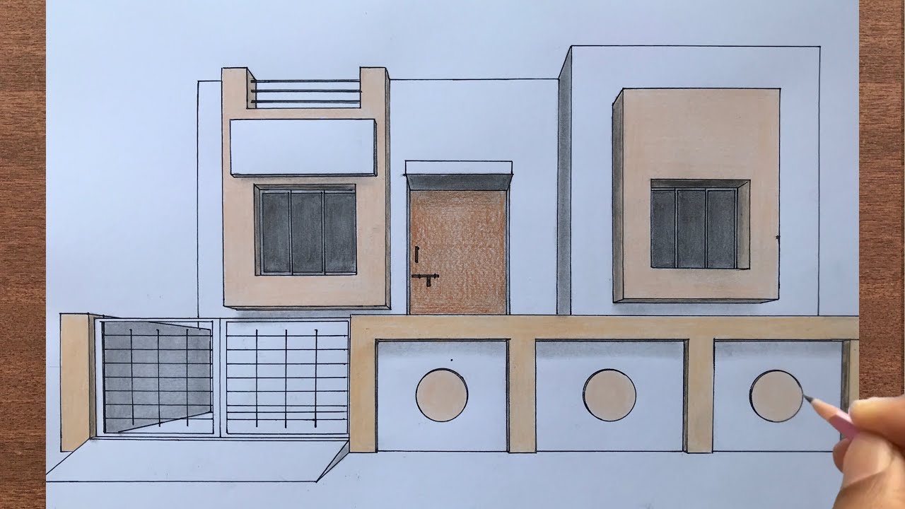 How to Draw a House in 1 Point Perspective - YouTube