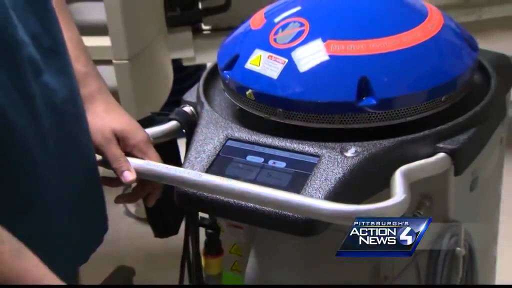 UPMC puts on demonstration of germ-zapping UV robot - YouTube