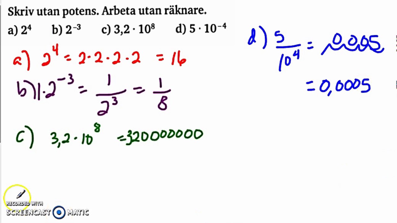 Genomgång av Matematik 5000 Ma 2c - Kapitel 2 - Potenser och ...