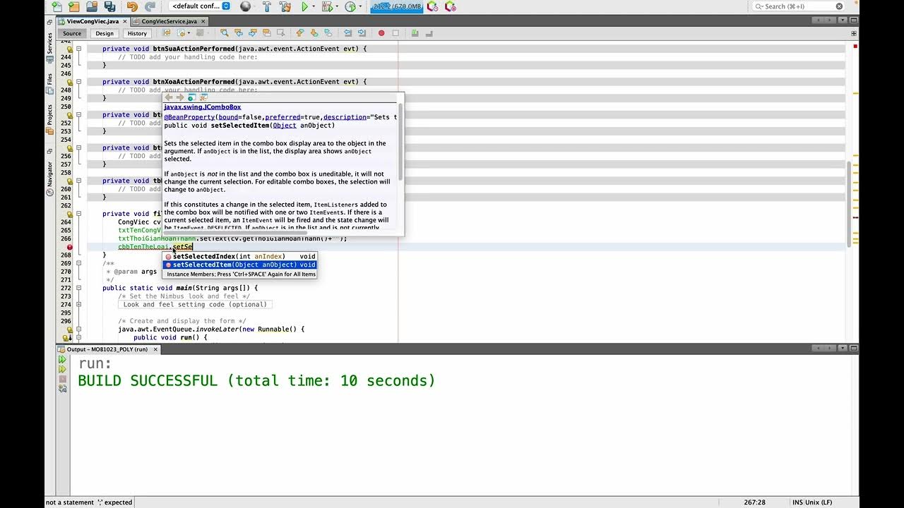 [JAVA] Java 2- P9 - Hiển thị công việc được chọn trên Table - YouTube