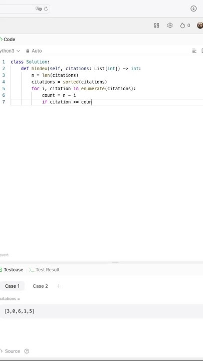 Leetcode #274: H-Index #leetcode #leetcodepython #leetcodesolution #python #leetcodethehardway ...