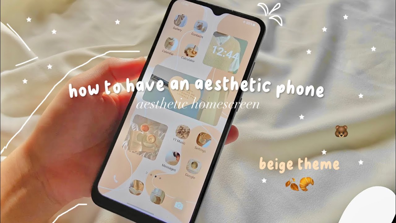 how to have an aesthetic phone beige theme🍂🥐| lock screen, widgets ...