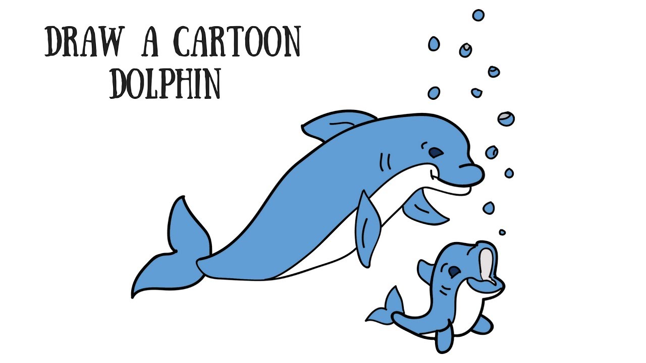 How to Draw a Cartoon Dolphin Cute and Easy Pictures to Draw Step By ...