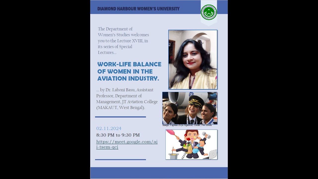 Work-Life Balance of Women in the Aviation Industry - Special Lecture by Dr. Laboni Basu. - YouTube