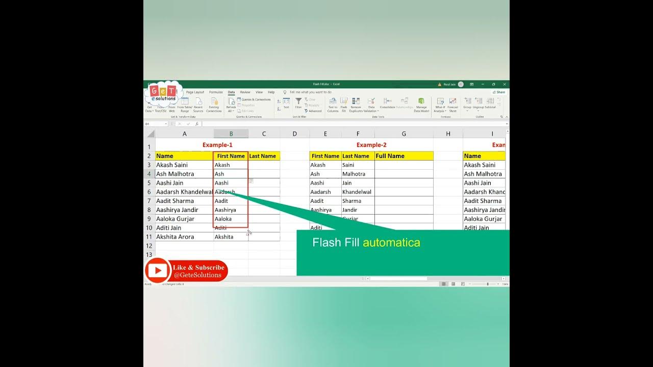 ⚡Use Flash Fill for Major Time Saving in Excel(Split Cells & Combine Cells)#shorts#shortsvideo# ...