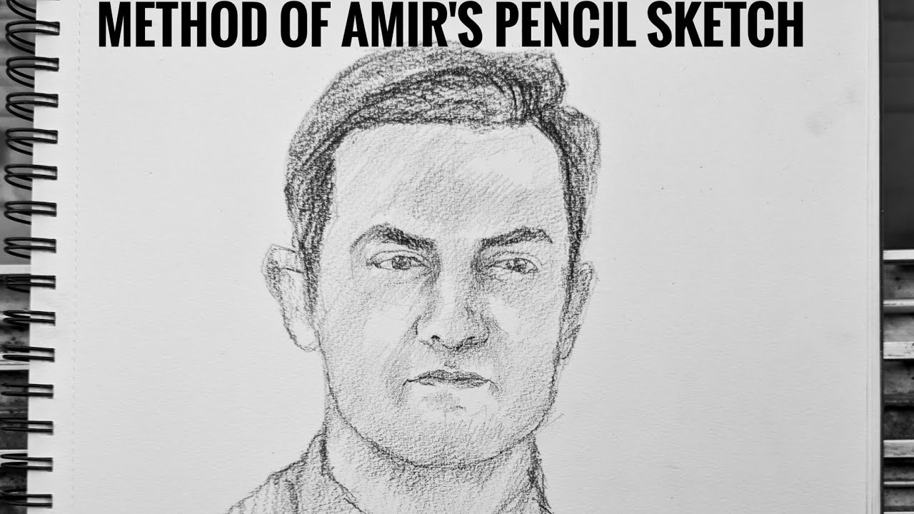 Pencil Sketch Of Bollywood Star Amir Khan , watch complete method - YouTube