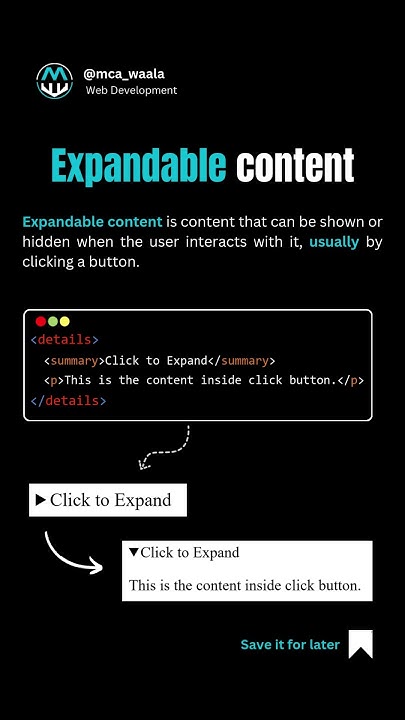 Expandable Content Tutorial Using Details & Summary Tags | HTML Tips & Tricks - YouTube