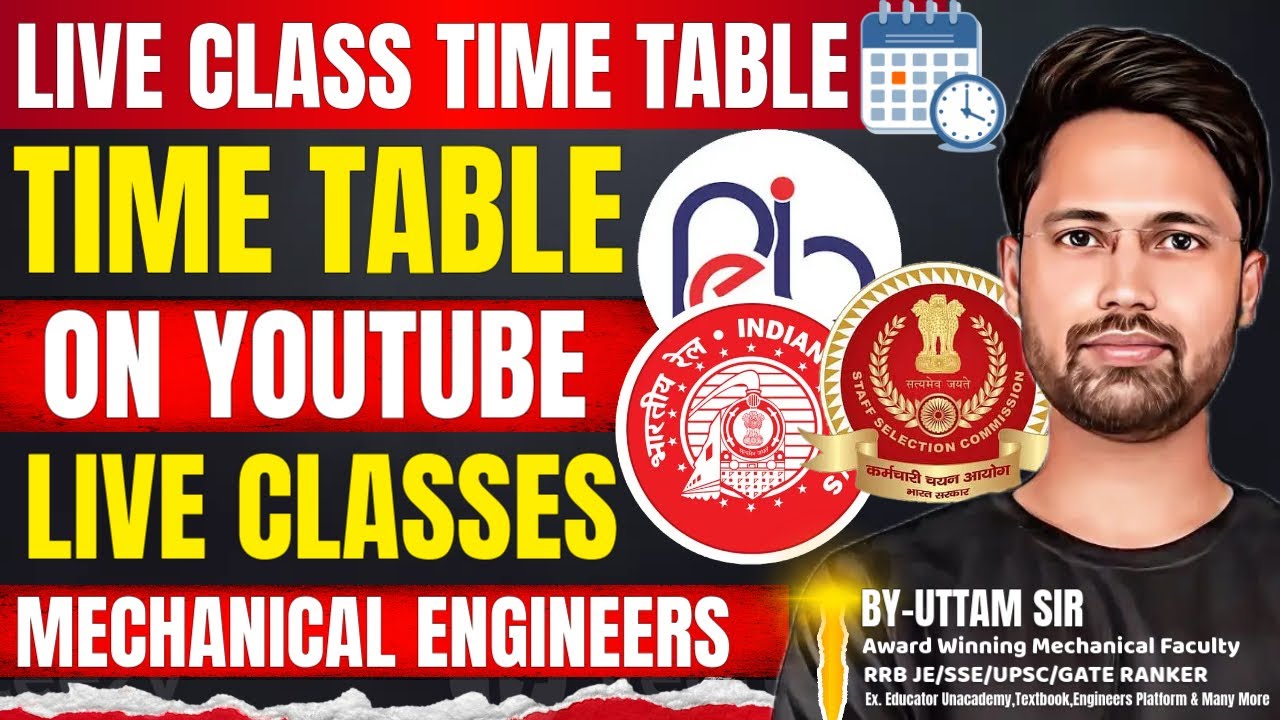 Big Update Live Classes On YouTube MP Sub Engineer SSC JE & RRB JE 2025 Mechanical Engg By Uttam ...